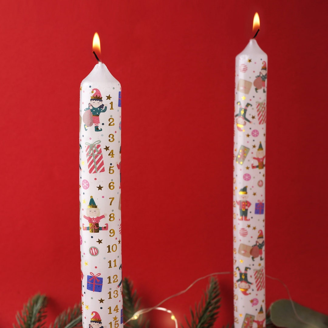 Santa's Workshop Advent Candles (set of 2) | Christmas Countdown - Etsy