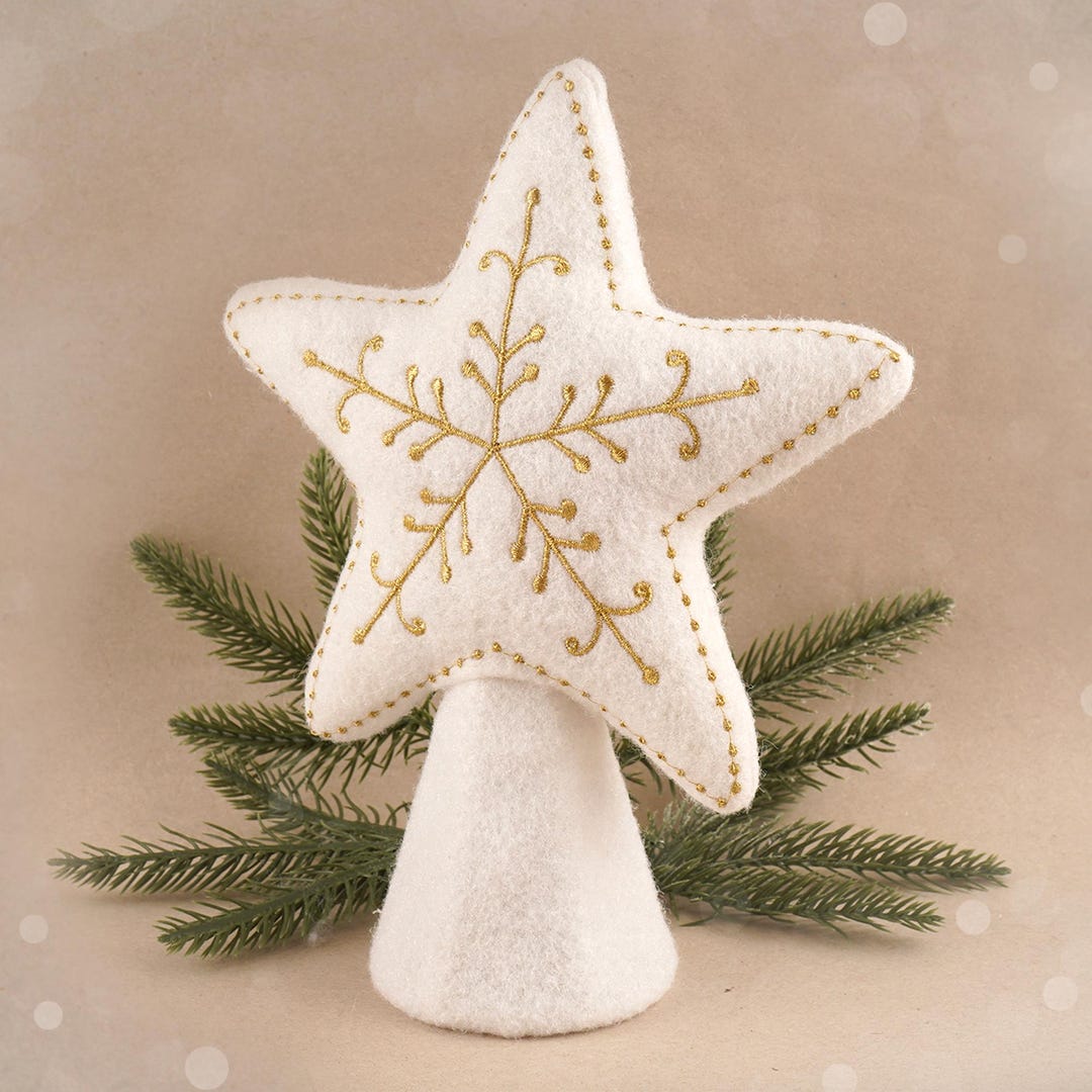 Felt Gold Christmas Star Tree Topper | Gold Stitch Detail - Etsy