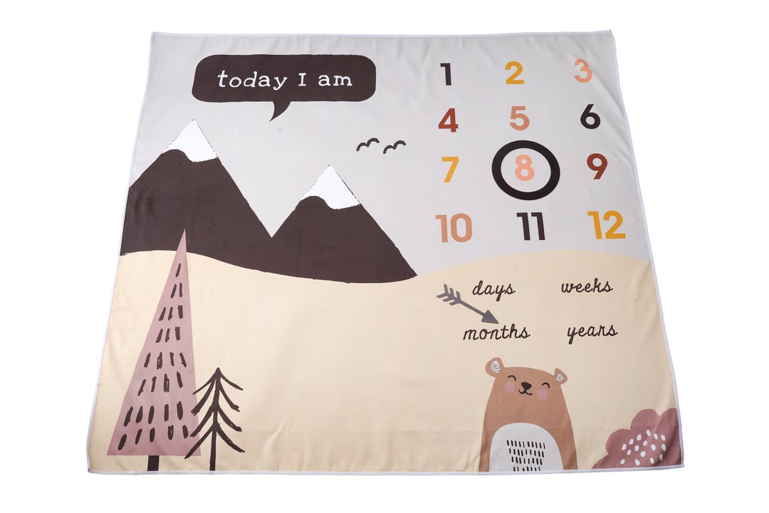 Baby Milestone Mountain Forest Mat Blanket With Gift Box | 100cm X 90cm ...