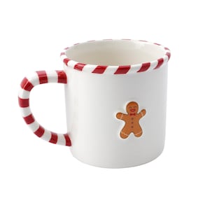 Christmas Gingerbread Man Stoneware Festive Mug With Candy Cane Handle ...