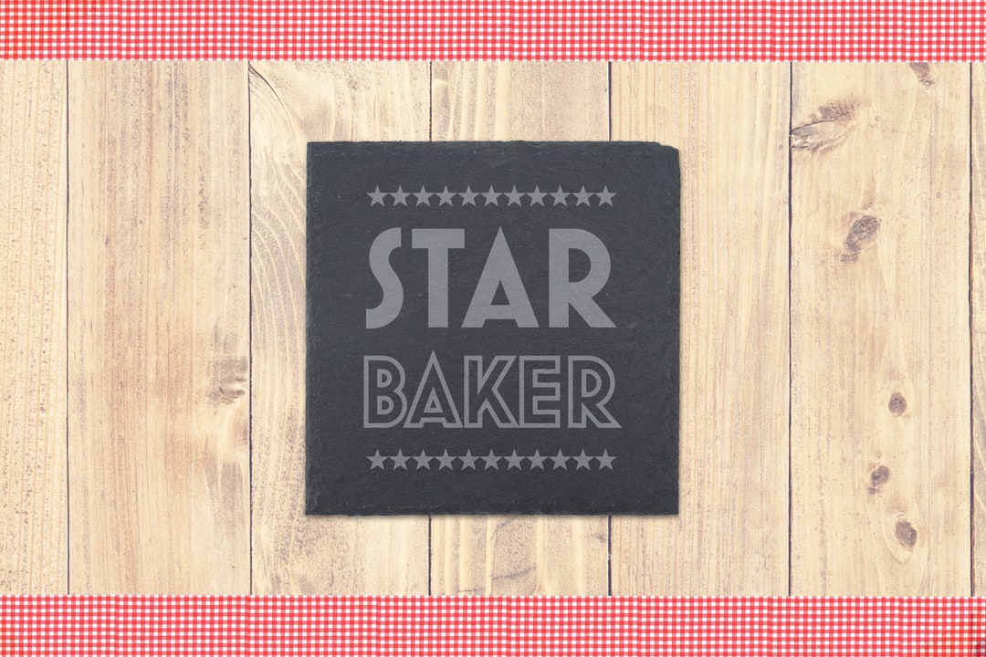 Set of 4 | Great British Baker 'star Baker' Square Slate Coaster - Etsy