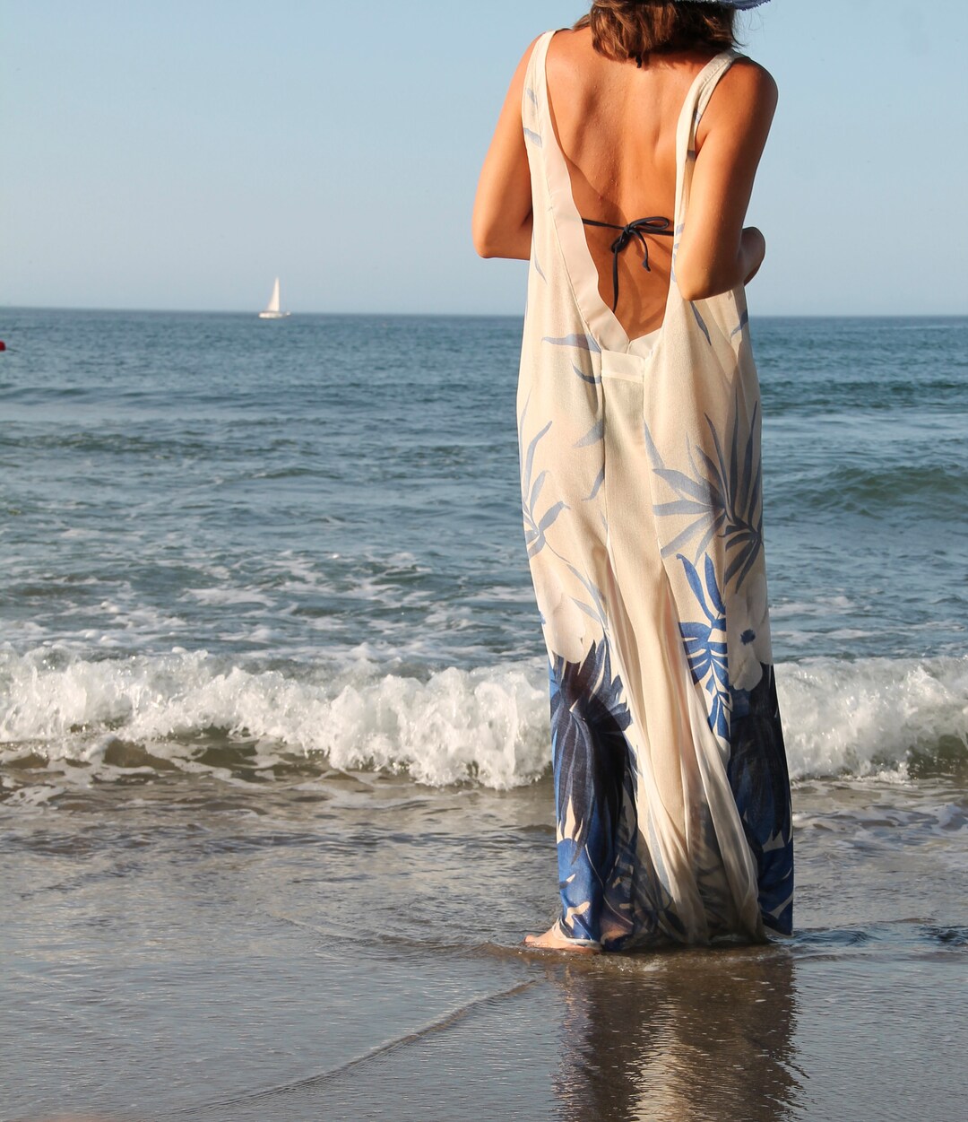 Long Linen Dress With Open Back - Etsy