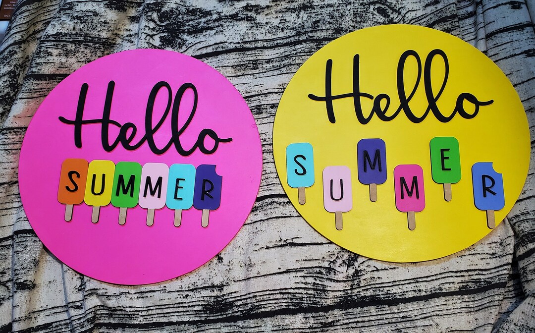 Hello Summer Popsicle Door Hanger Sign Finished Bright Colors and DIY ...
