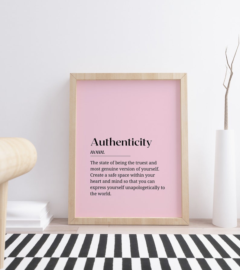 Authenticity Definition Print pink Printable Wall Art Instant Digital ...