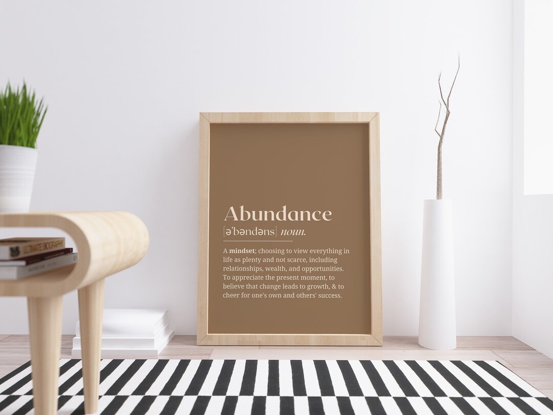 Abundance Definition Print Positive Mindset Wall Decor Dictionary ...