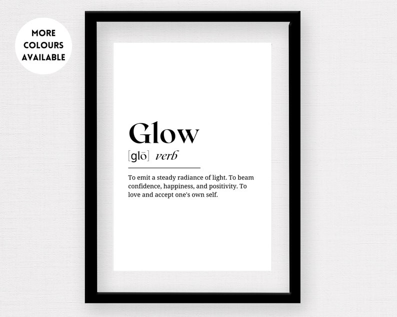 Glow Definition Print Self Love, Self Care, Confidence, Motivational ...