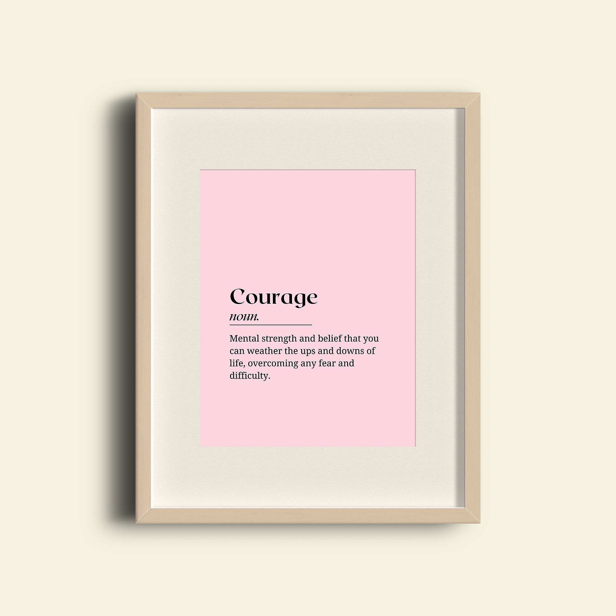 Courage Definition Print pink Printable Wall Art Instant - Etsy