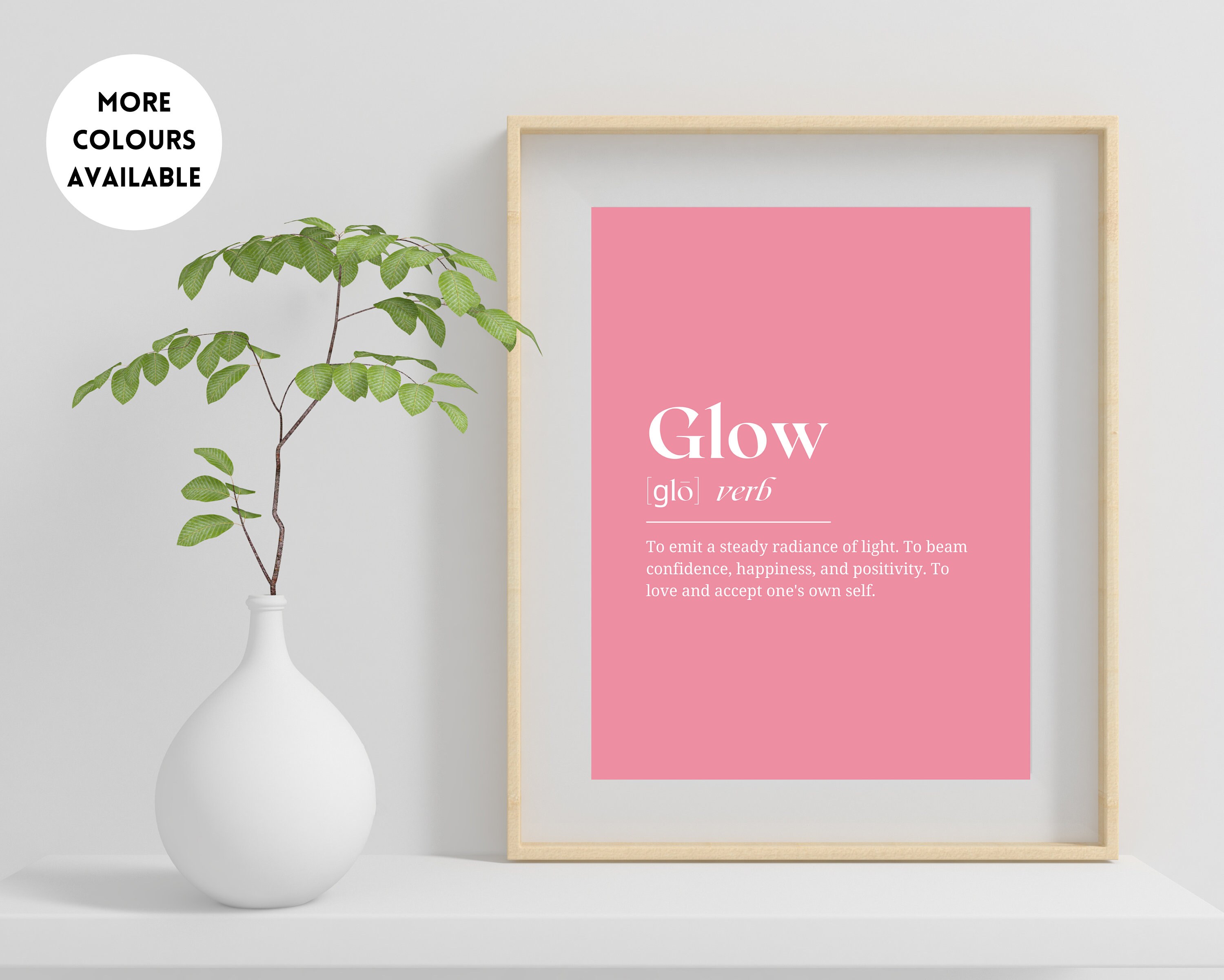 Glow Definition Print Rose Pink Self Love, Confidence, Motivational ...