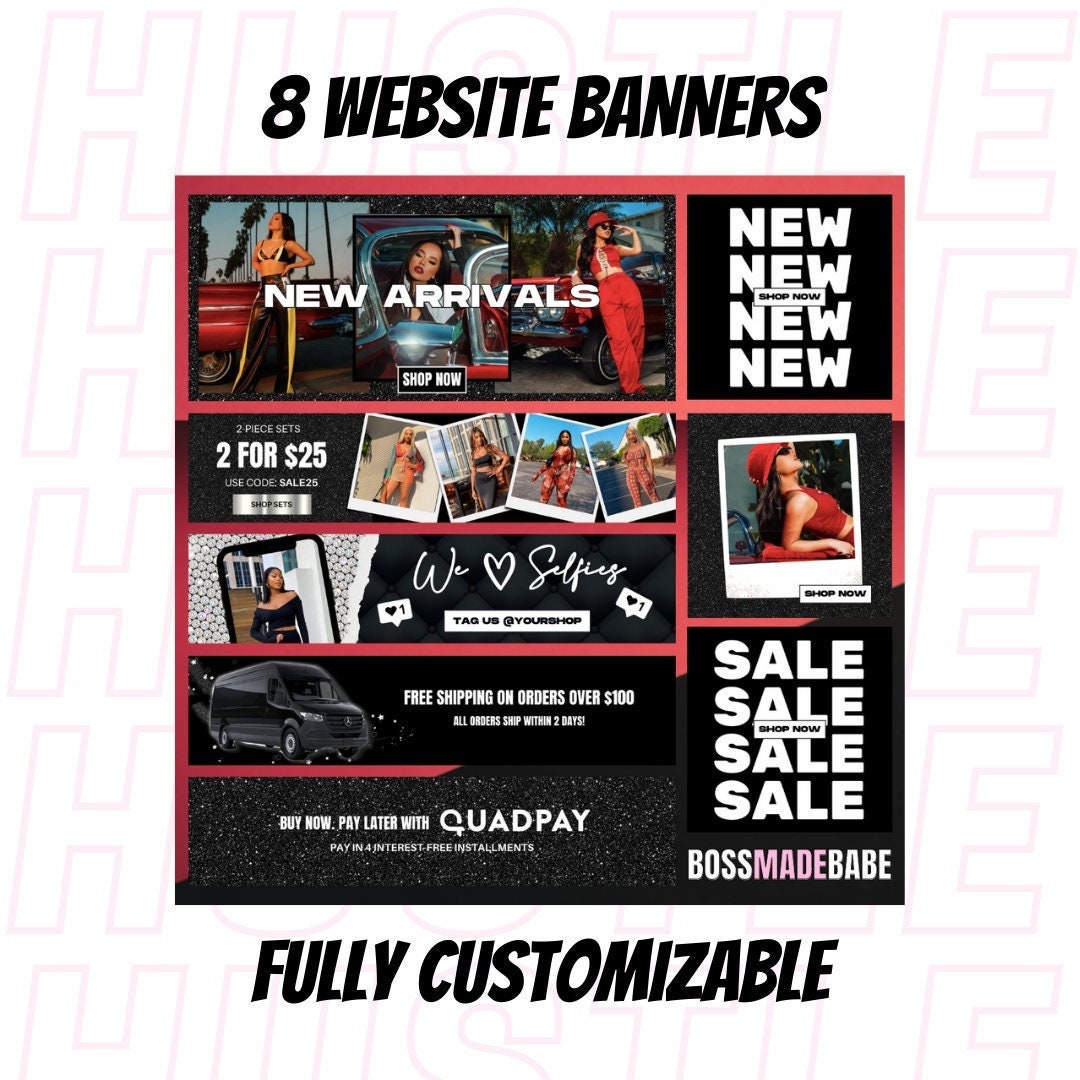 DIY Boutique Banner Set, DIY Shopify Web Banners, DIY Wix Website ...
