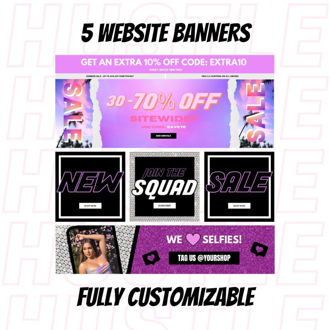 DIY Boutique Banner Set DIY Shopify Web Banners DIY Wix | Etsy