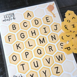 Alphabet Matching, Uppercase & Lowercase, Letter Match Printable, Bee ...