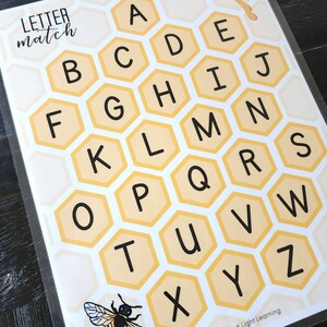Alphabet Matching, Uppercase & Lowercase, Letter Match Printable, Bee ...