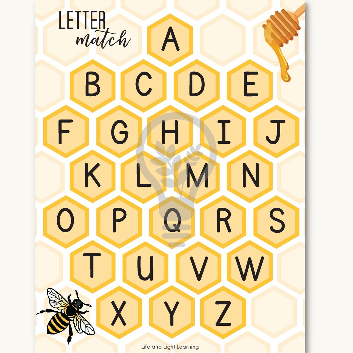 Alphabet Matching, Uppercase & Lowercase, Letter Match Printable, Bee ...