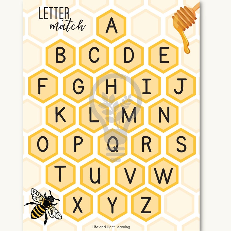 Alphabet Matching, Uppercase & Lowercase, Letter Match Printable, Bee ...