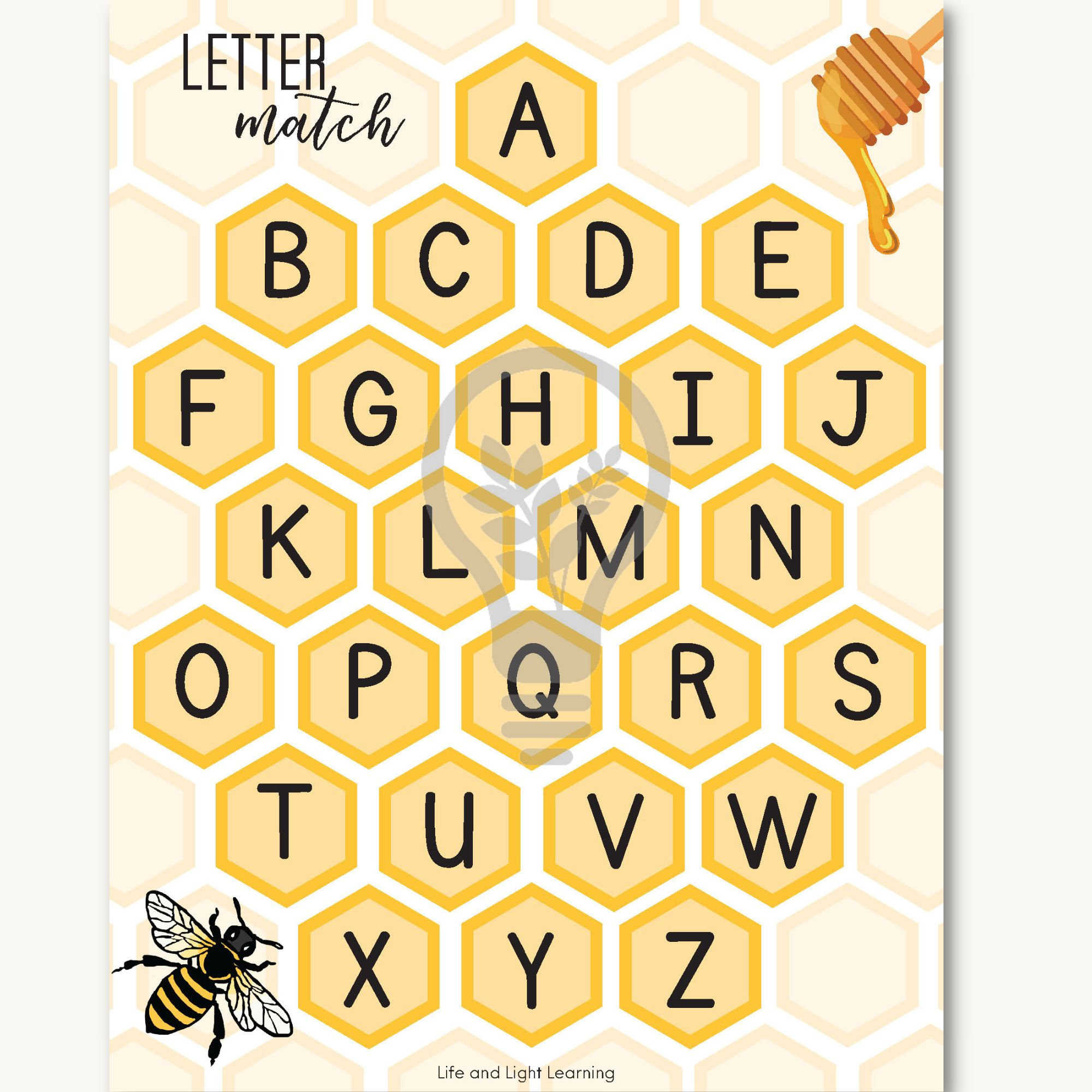 Alphabet Matching, Uppercase & Lowercase, Letter Match Printable, Bee ...