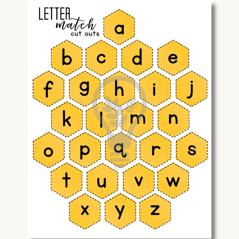 Alphabet Matching, Uppercase & Lowercase, Letter Match Printable, Bee ...