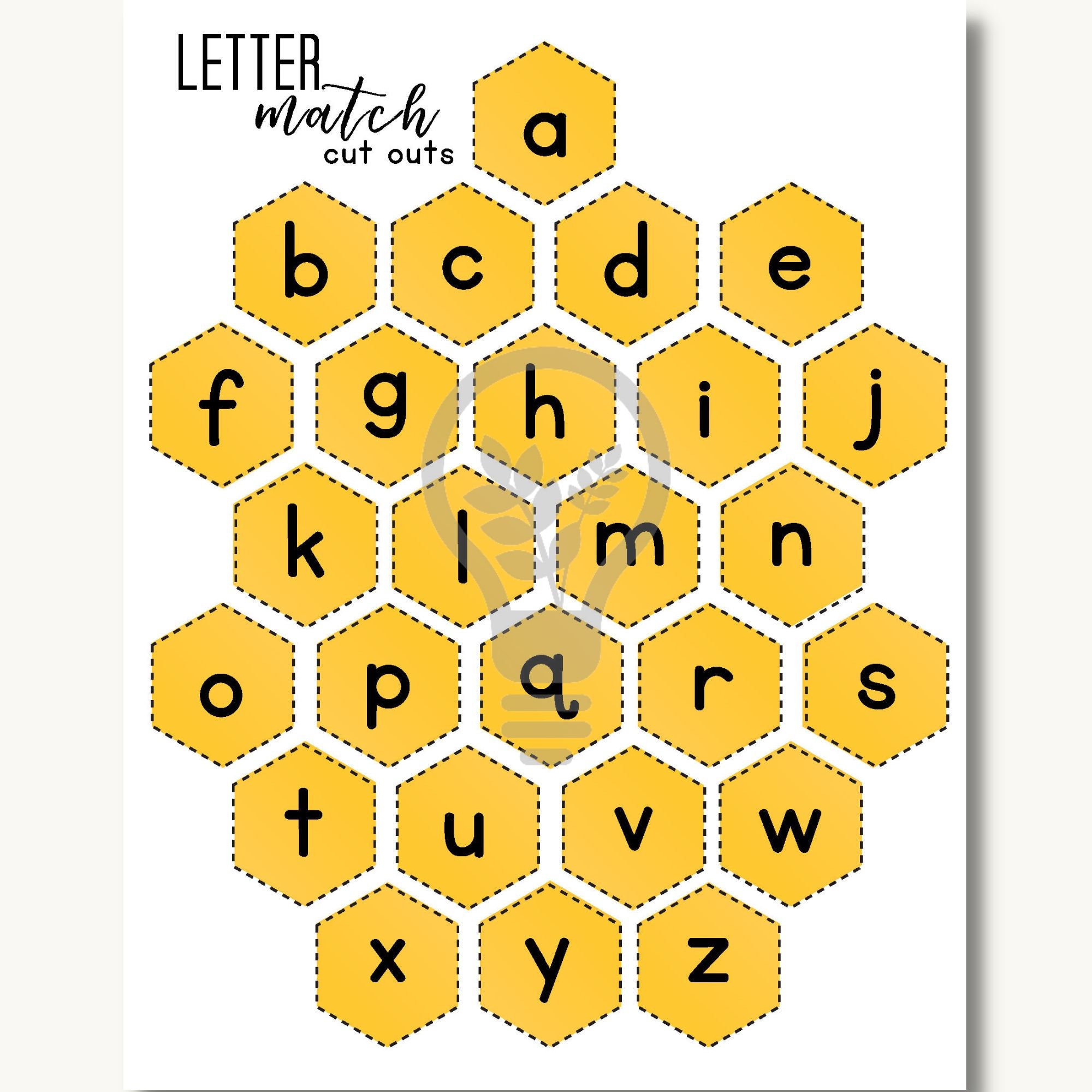 Alphabet Matching, Uppercase & Lowercase, Letter Match Printable, Bee ...