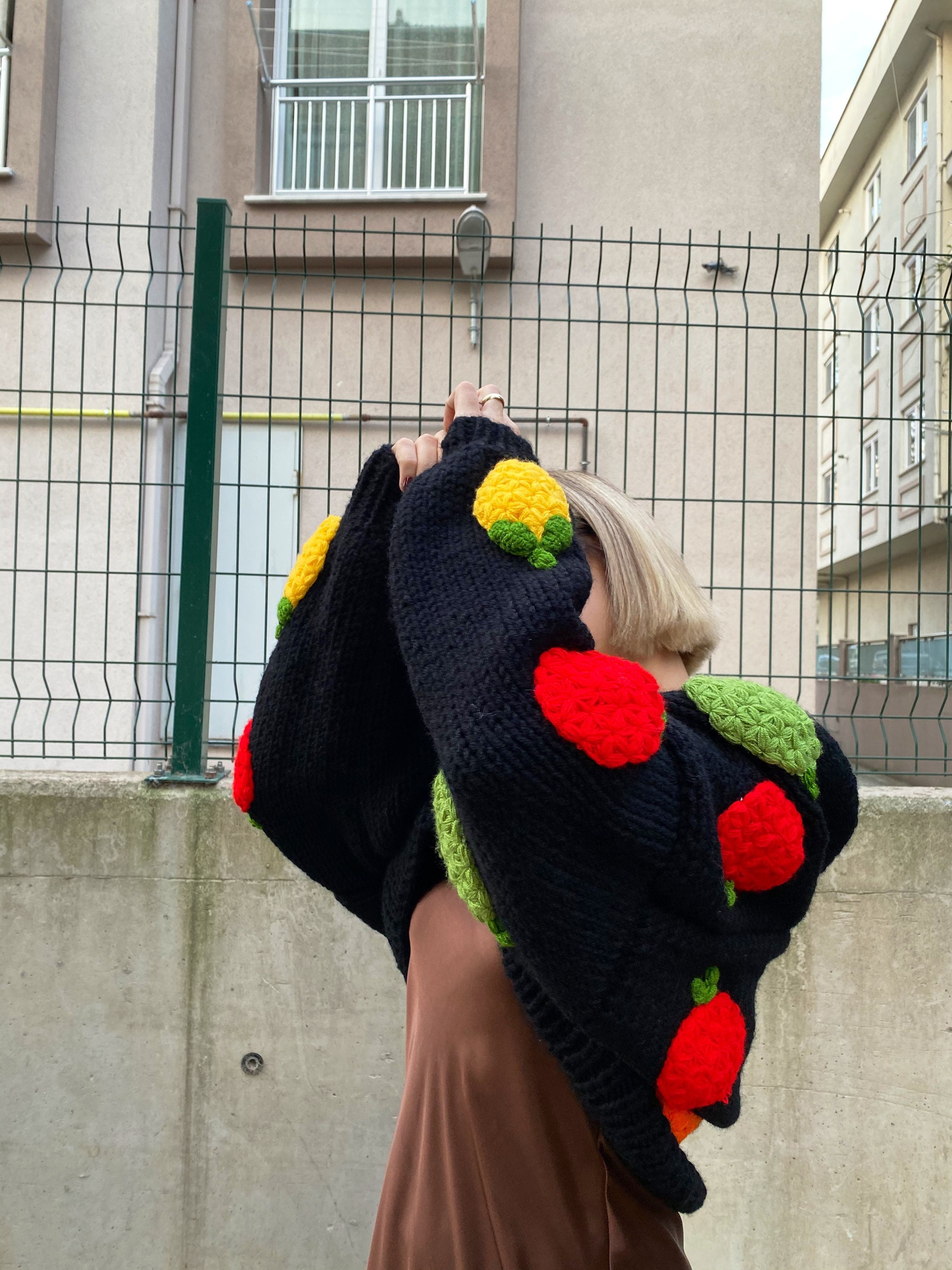 Mixed Fruit Knit Sweatercardigan for Womencolored Fruit - Etsy
