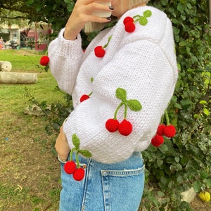 Cherry Cardigan for Women,cherry Cardigan,fruit Patterned Cherry Shaped ...