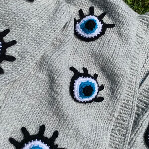 Cardigan for Women,eye Patterned-shaped Handmade Cardigan,evil Eye Knit ...