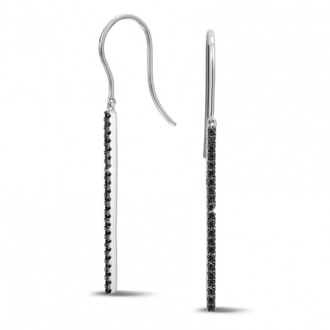 Real Black Diamonds Bar Earring-rod Earring-teenager - Etsy