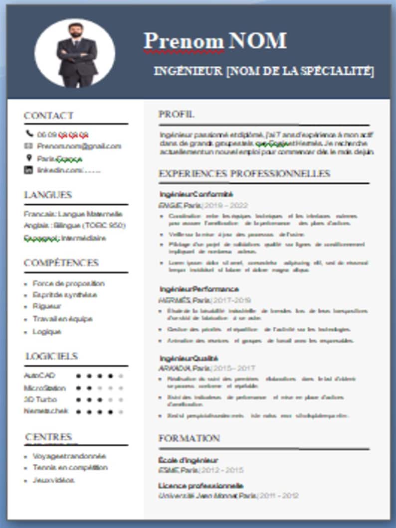 Modèle 2026 de CV professionnel Microsoft Word - Etsy France