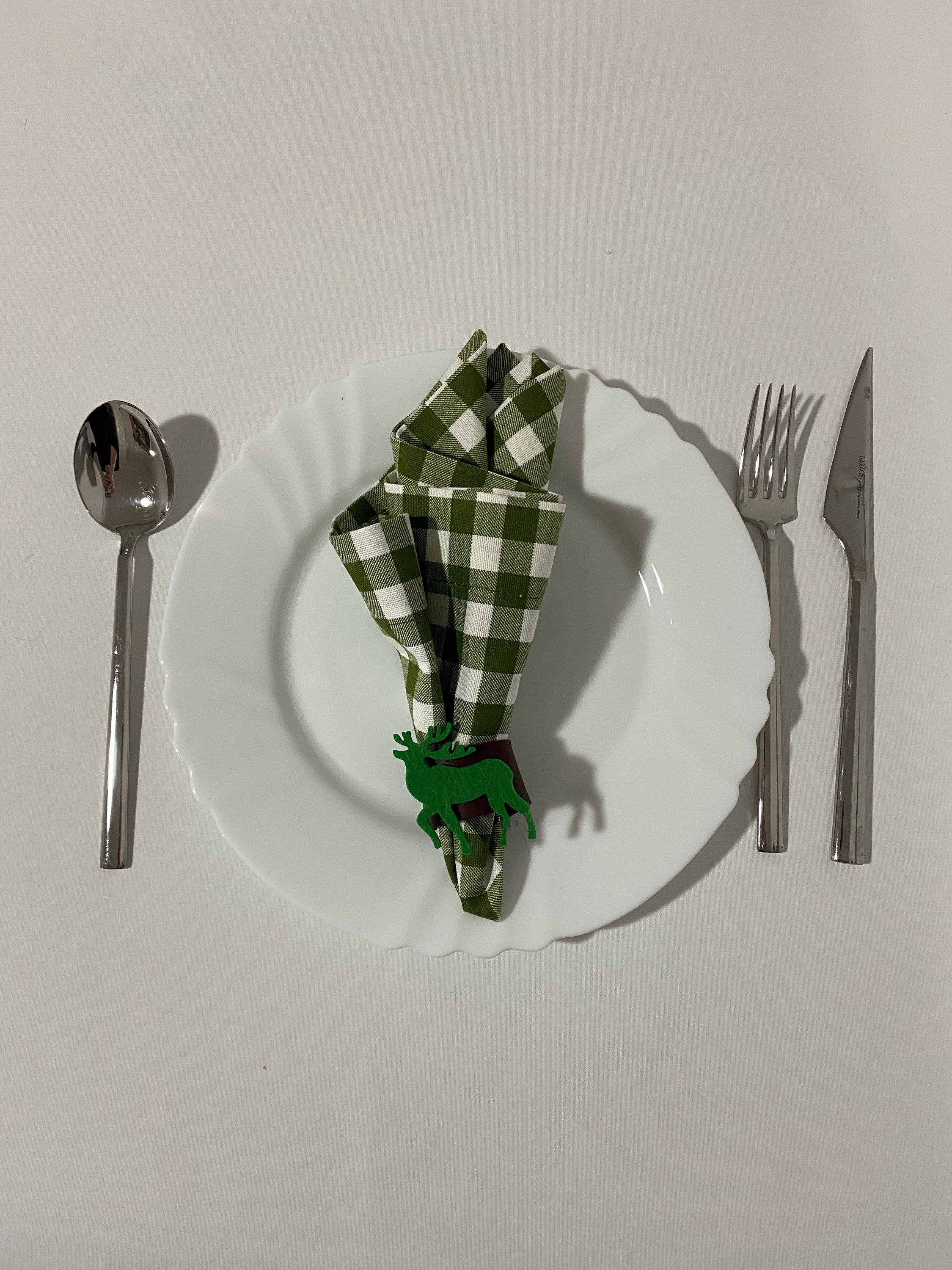 Green and White Check Napkin Set of 4 - 6 - 8 - 10, Buffalo Napkin ...