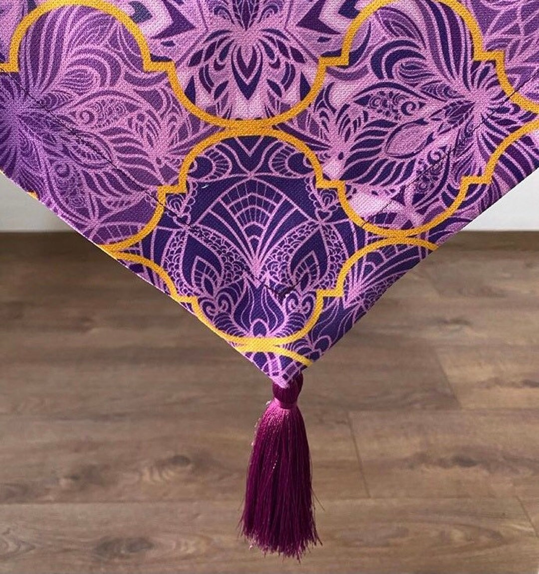 Moroccan Table Runner, Decorative Housewarming Gift, Purple and Gold ...