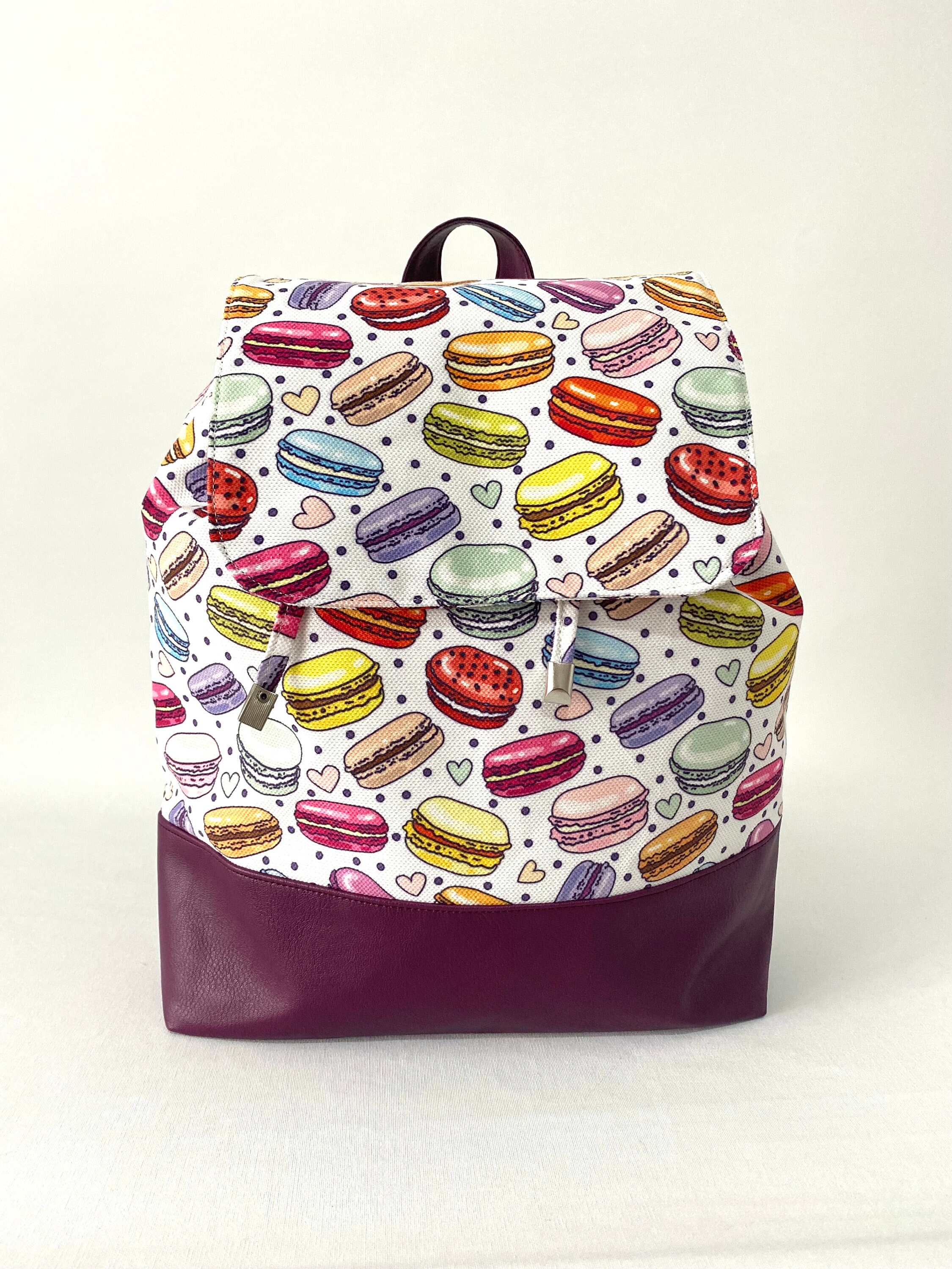 Macarons Purple Backpack, Colourful Travel Bag, Daily School Bag ...