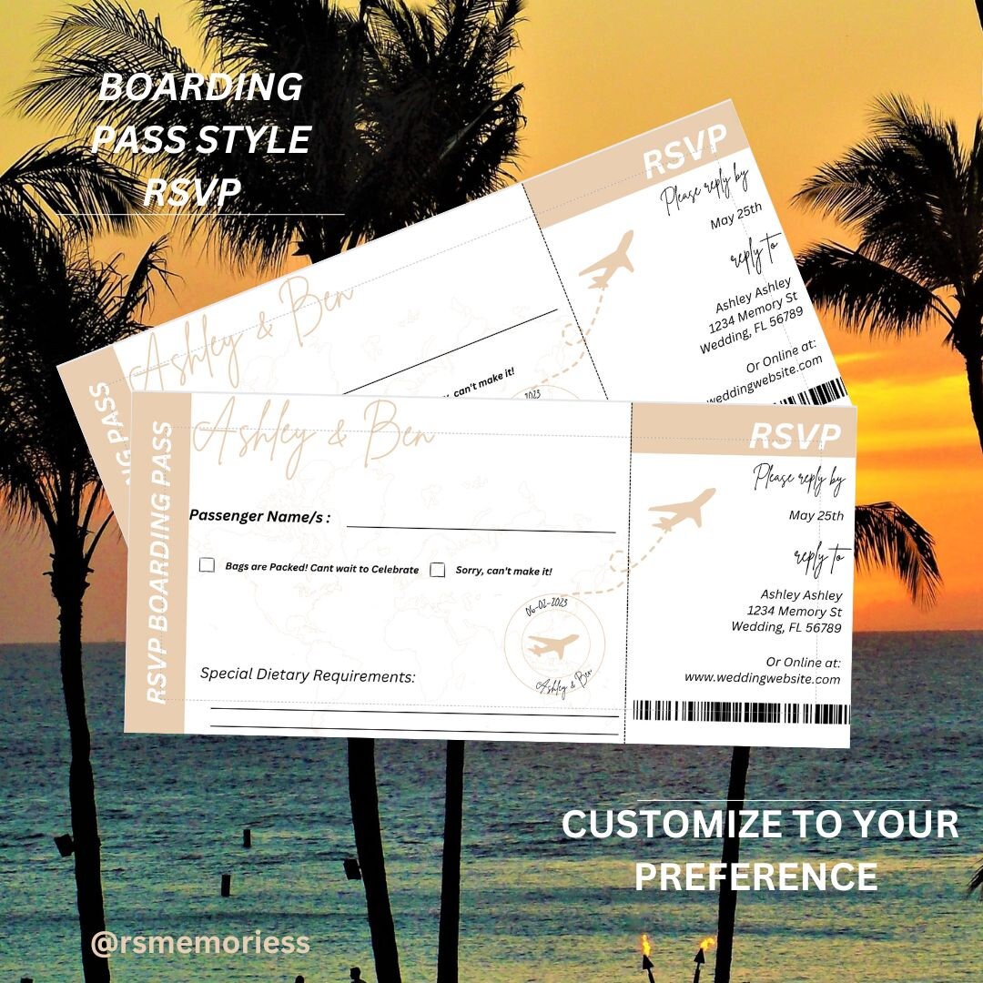 Editable Custom Boarding Pass Invite, Digital Boarding Pass Invitation ...