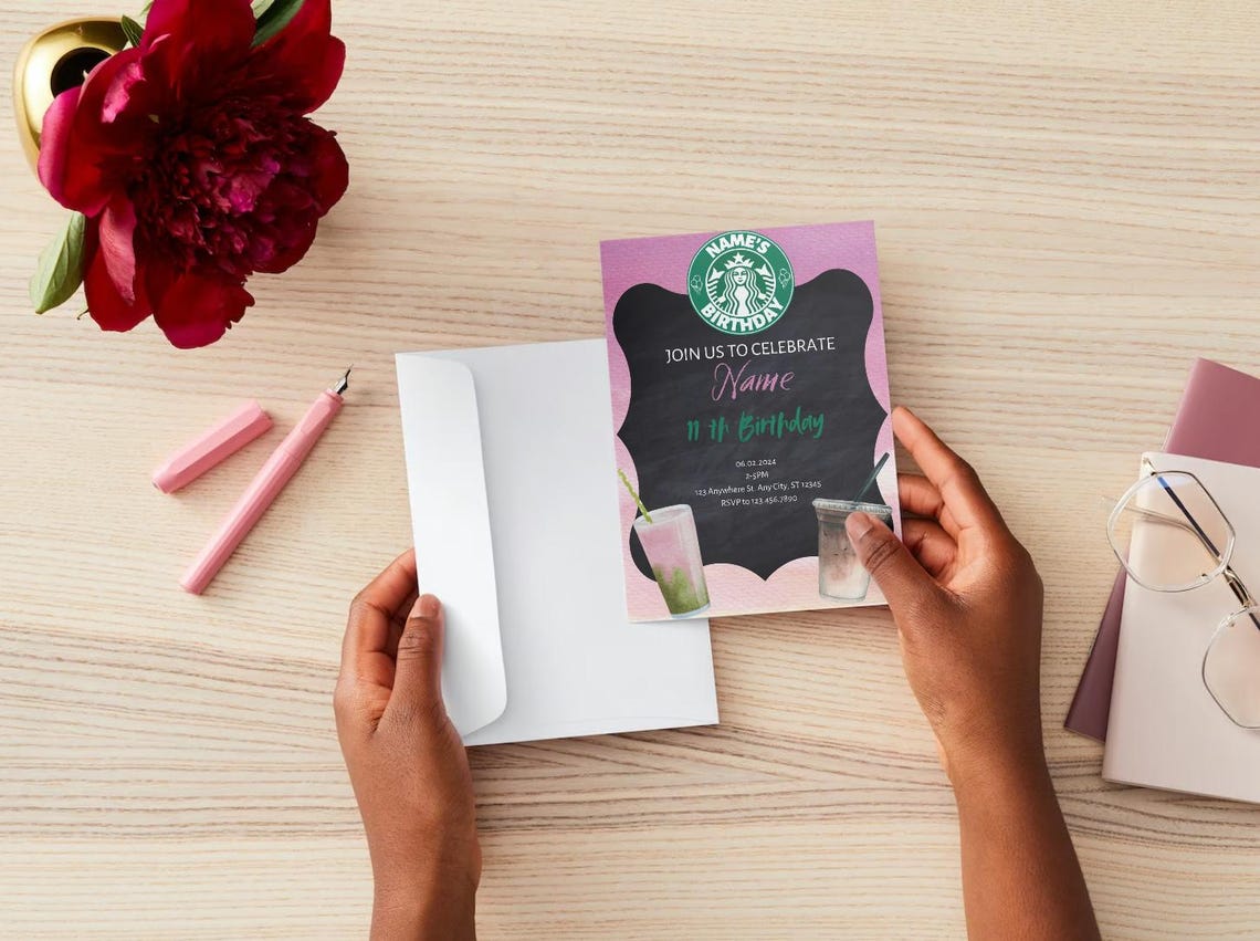 Starbucks Custom Birthday Invitation | Birthday Invitation | Starbucks ...