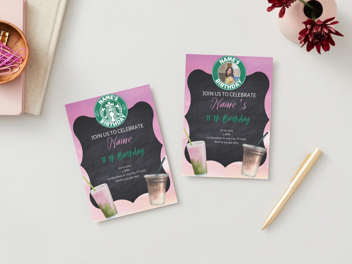 Starbucks Custom Birthday Invitation | Birthday Invitation | Starbucks ...