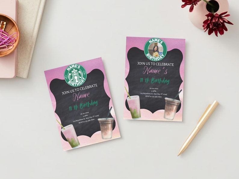 Starbucks Custom Birthday Invitation | Birthday Invitation | Starbucks ...