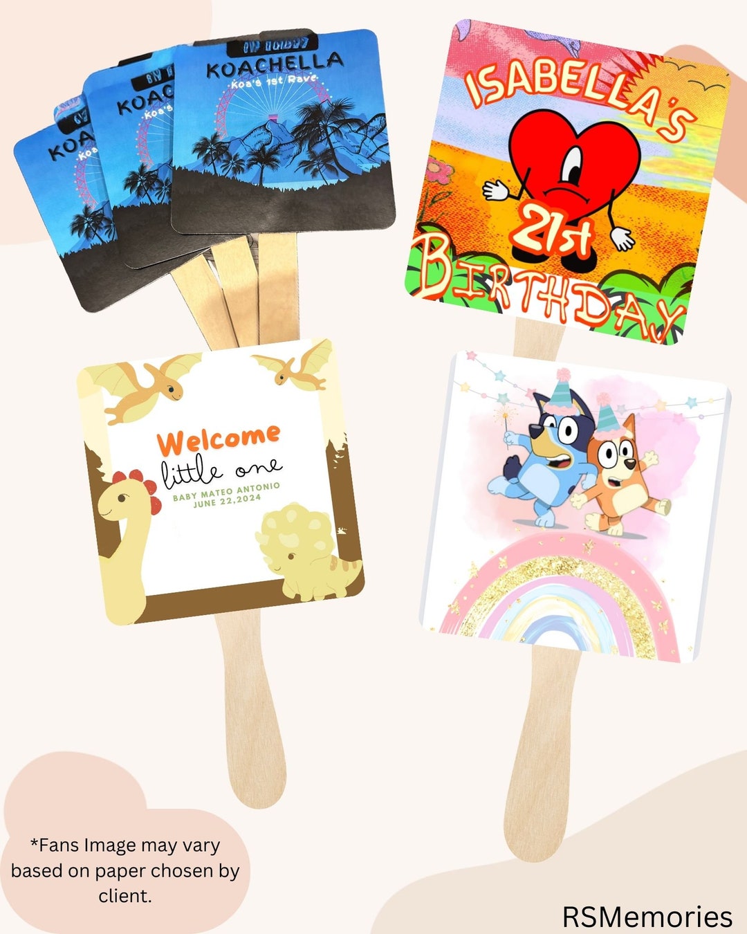 Custom Wooden Handle Hand Fans | Personalized Hand Fans for Birthdays ...