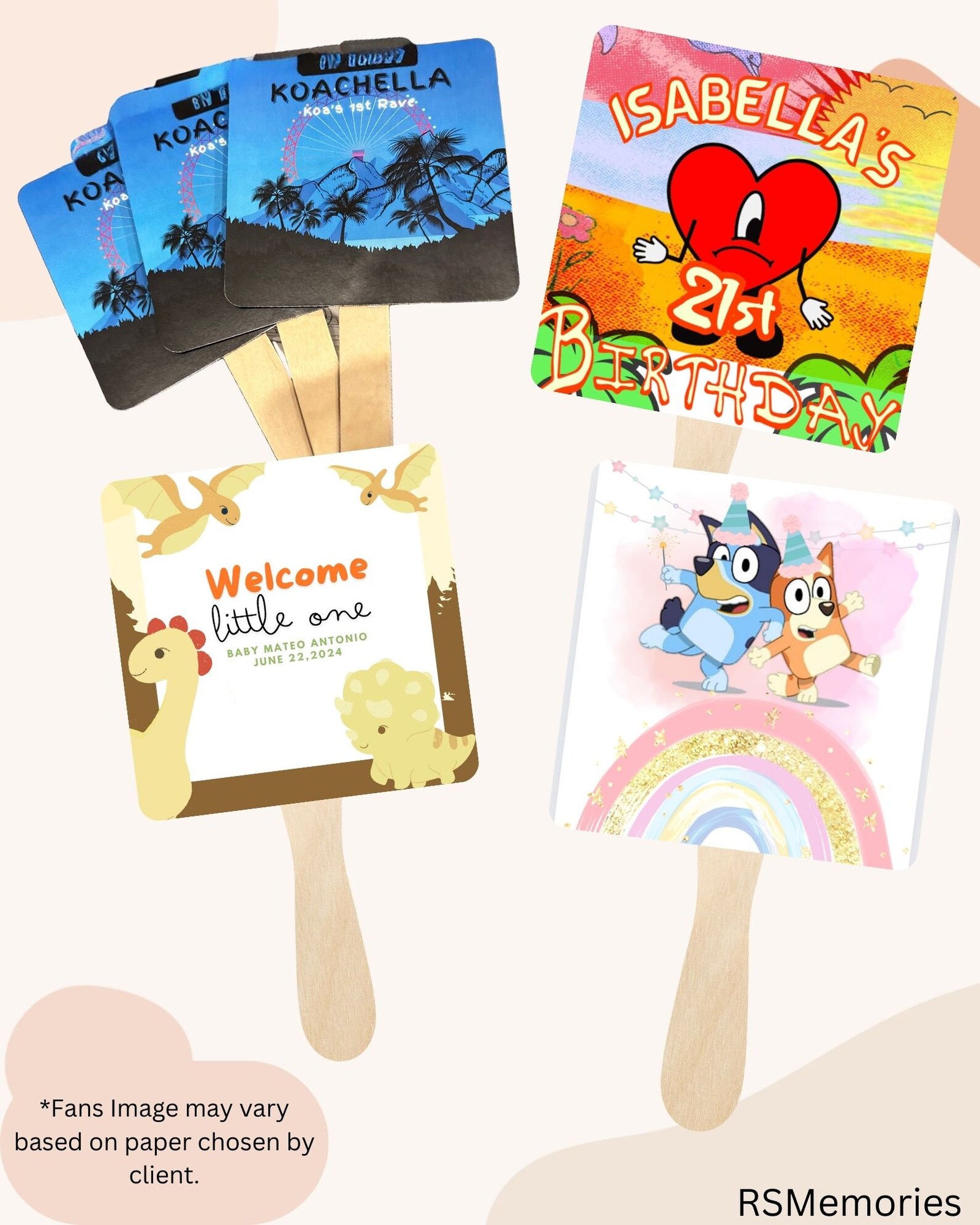 Custom Wooden Handle Hand Fans | Personalized Hand Fans for Birthdays ...