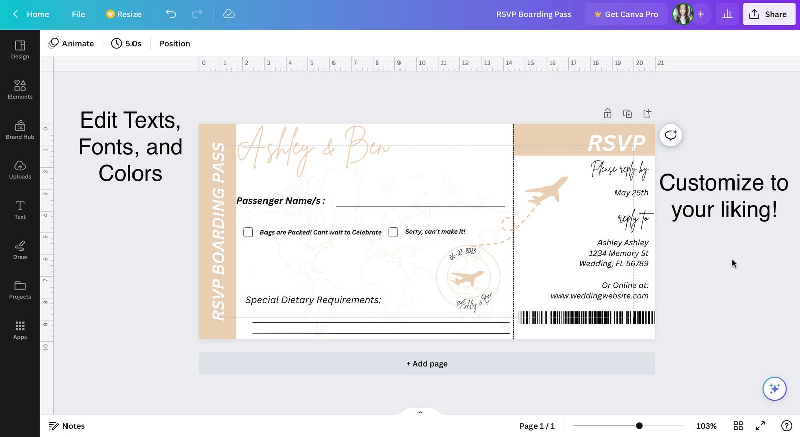 Editable Custom Boarding Pass Invite, Digital Boarding Pass Invitation ...
