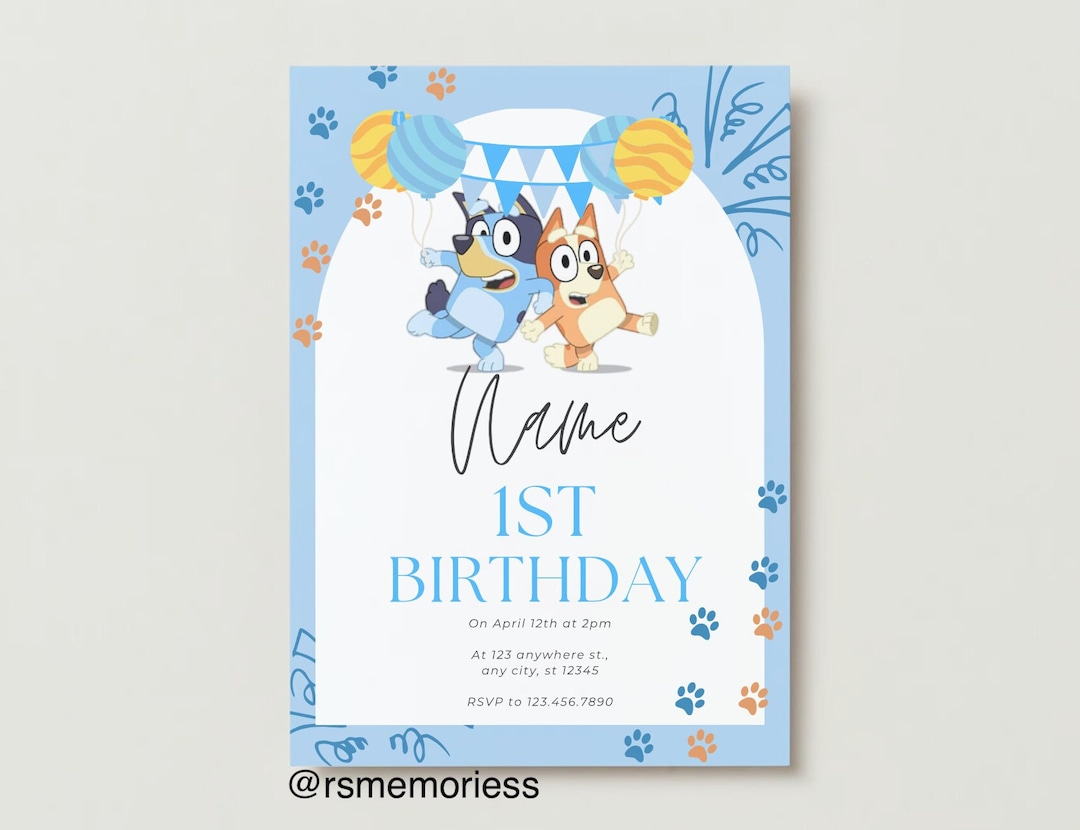 Bluey Birthday Invitation | Birthday Invitation | Bluey Birthday ...