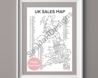 UK Postcode Sales Map DIGITAL DOWNLOAD, Small Business Tracker, Sales ...