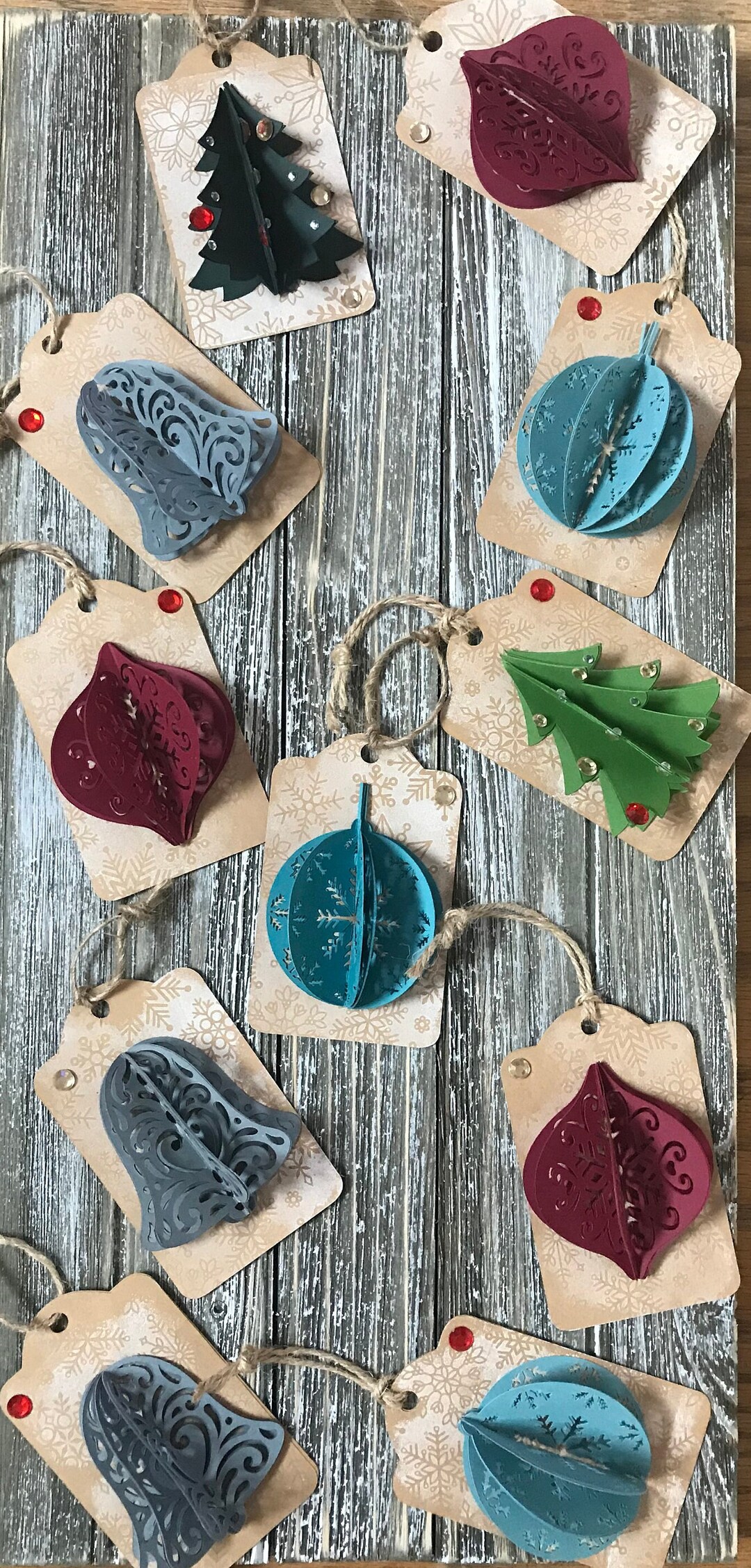 Vintage 3D Holiday Gift Tag Set - Etsy