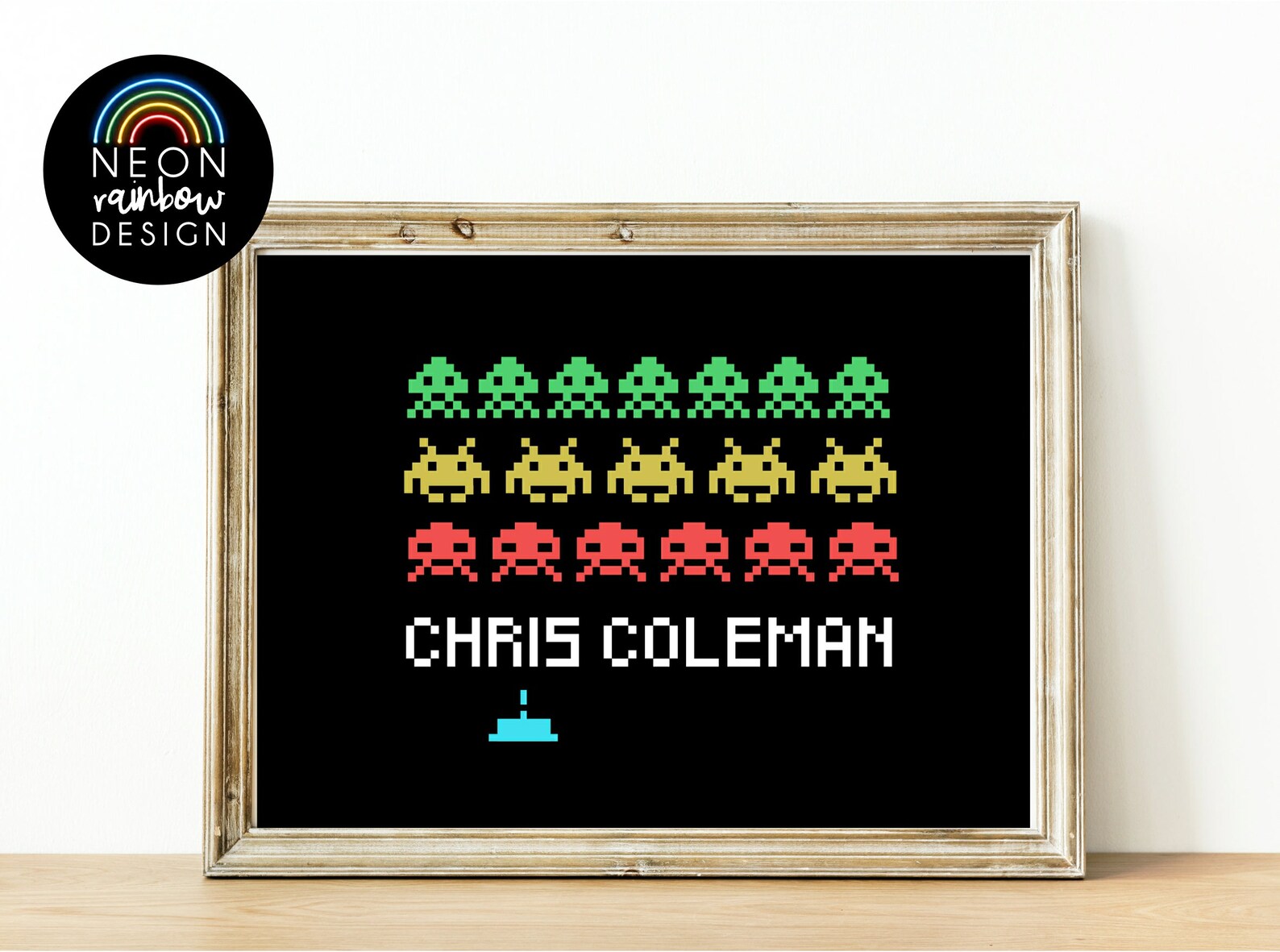 Personalised Retro Gamer Space Invaders Print, Poster, Wall Art, Gamer ...