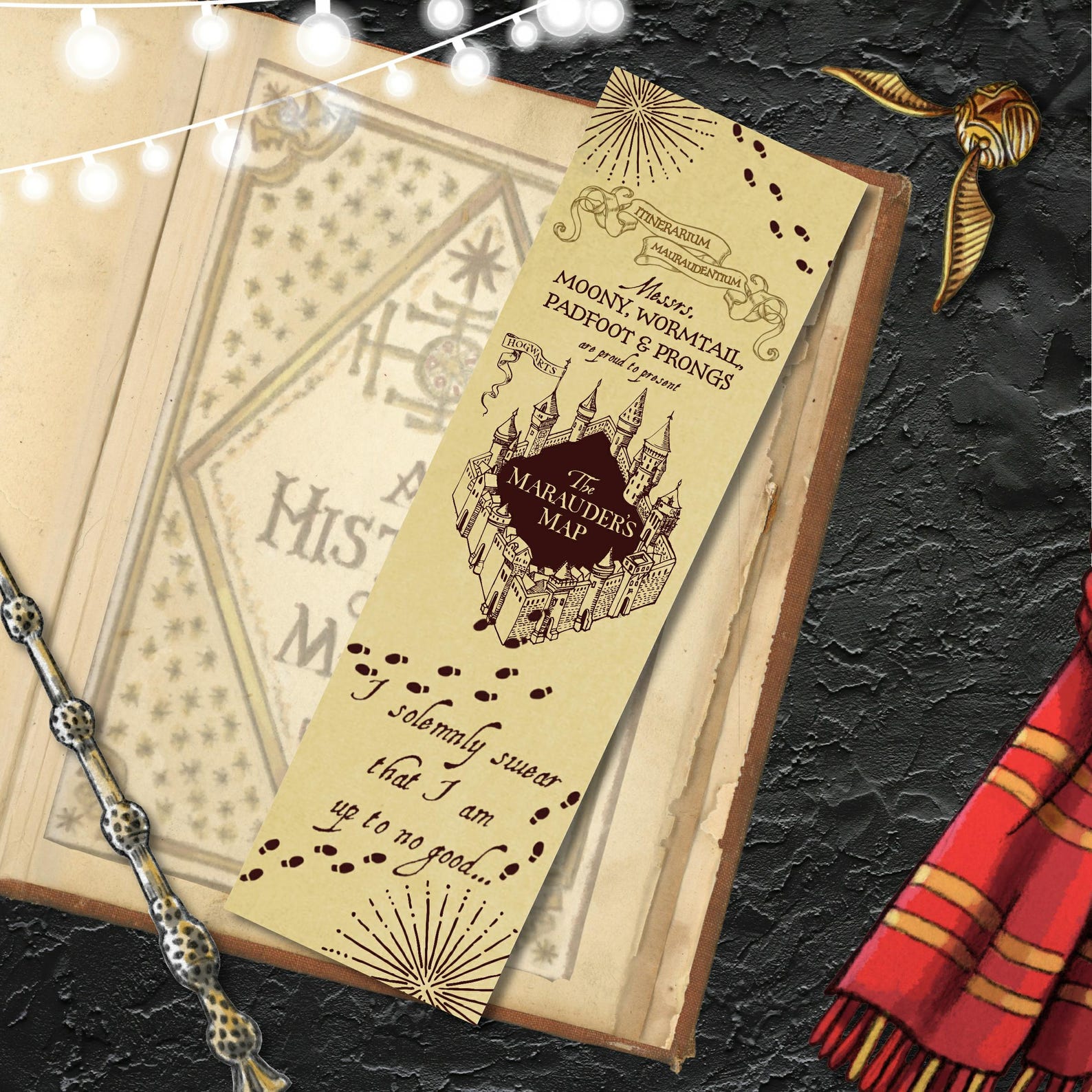 Marauders Map Potter Inspired Bookmark, Personalised, Magic School ...