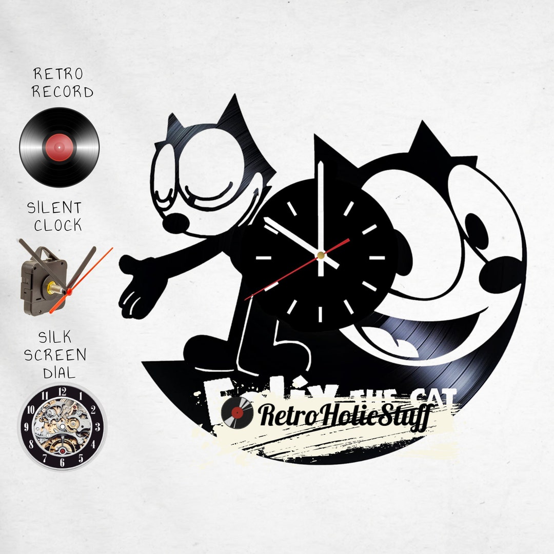 Retro Gaming Inspired, Vinyl Record Decor, Cat Game Wall Clock, Nerd ...