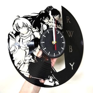 RWBY Anime Clock, Vinyl Record Clock, Anime Room Decor, Unique Wall ...