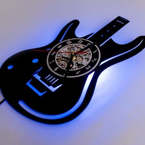 Record Clock With Fender Guitar Design, Lighted Vinyl Wall Clock for ...