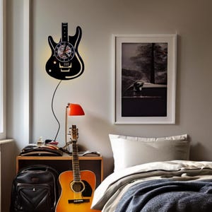 Record Clock With Fender Guitar Design, Lighted Vinyl Wall Clock for ...