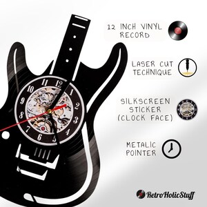 Record Clock With Fender Guitar Design, Lighted Vinyl Wall Clock for ...
