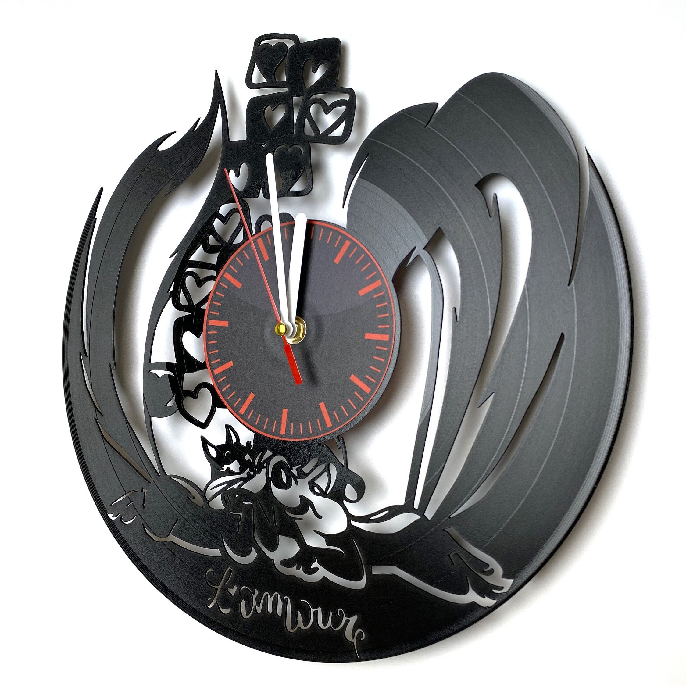 Handcrafted Pepe Le Pew Cartoon Skunk Vinyl Clock - Funky Record Wall ...