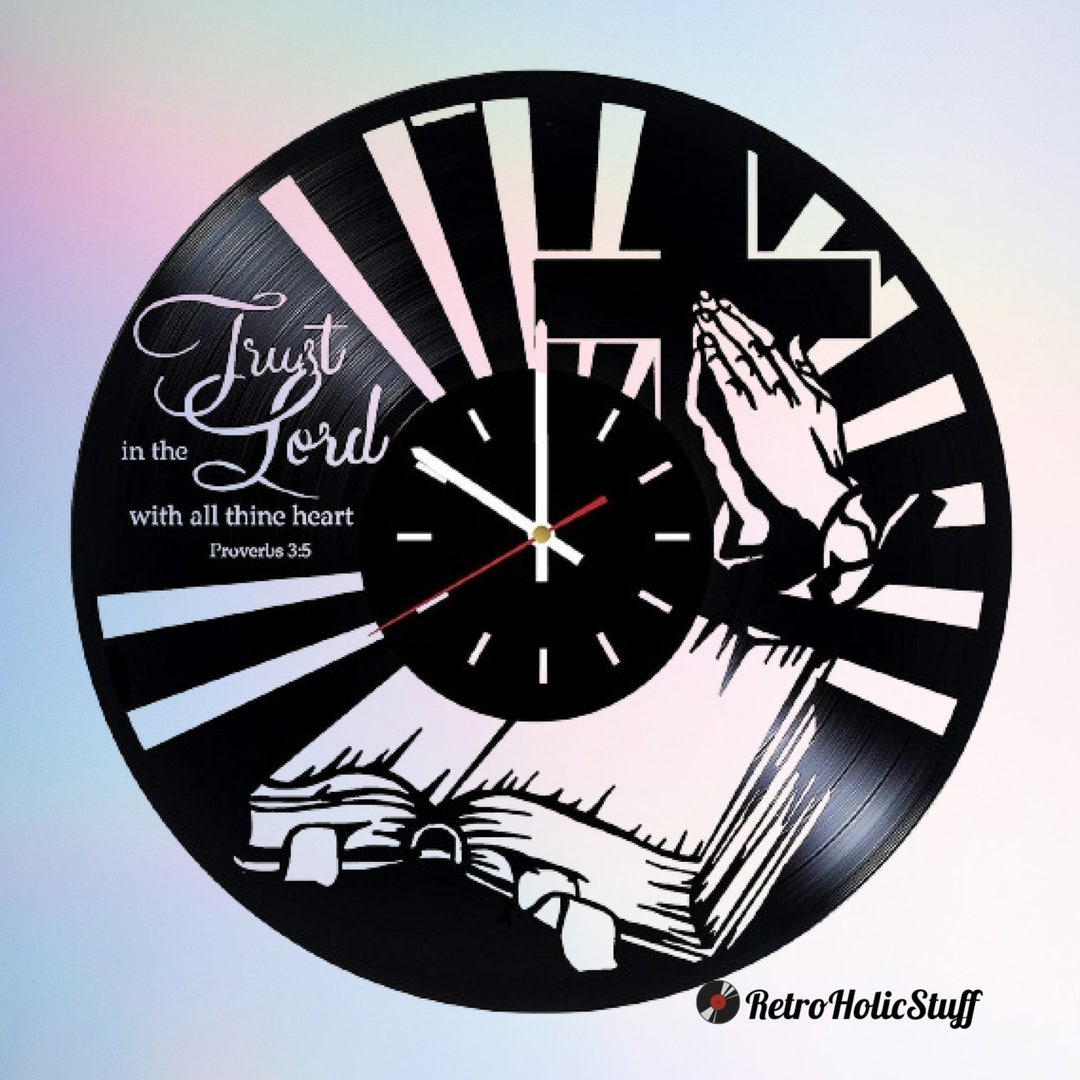Vintage Vinyl Christian Wall Clock - Unique Religious Gift for Her With ...