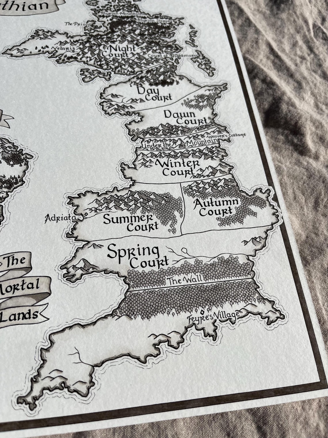 Print of Hand Drawn Prythian Map, ACOTAR, Hand Drawn Fantasy Map ...