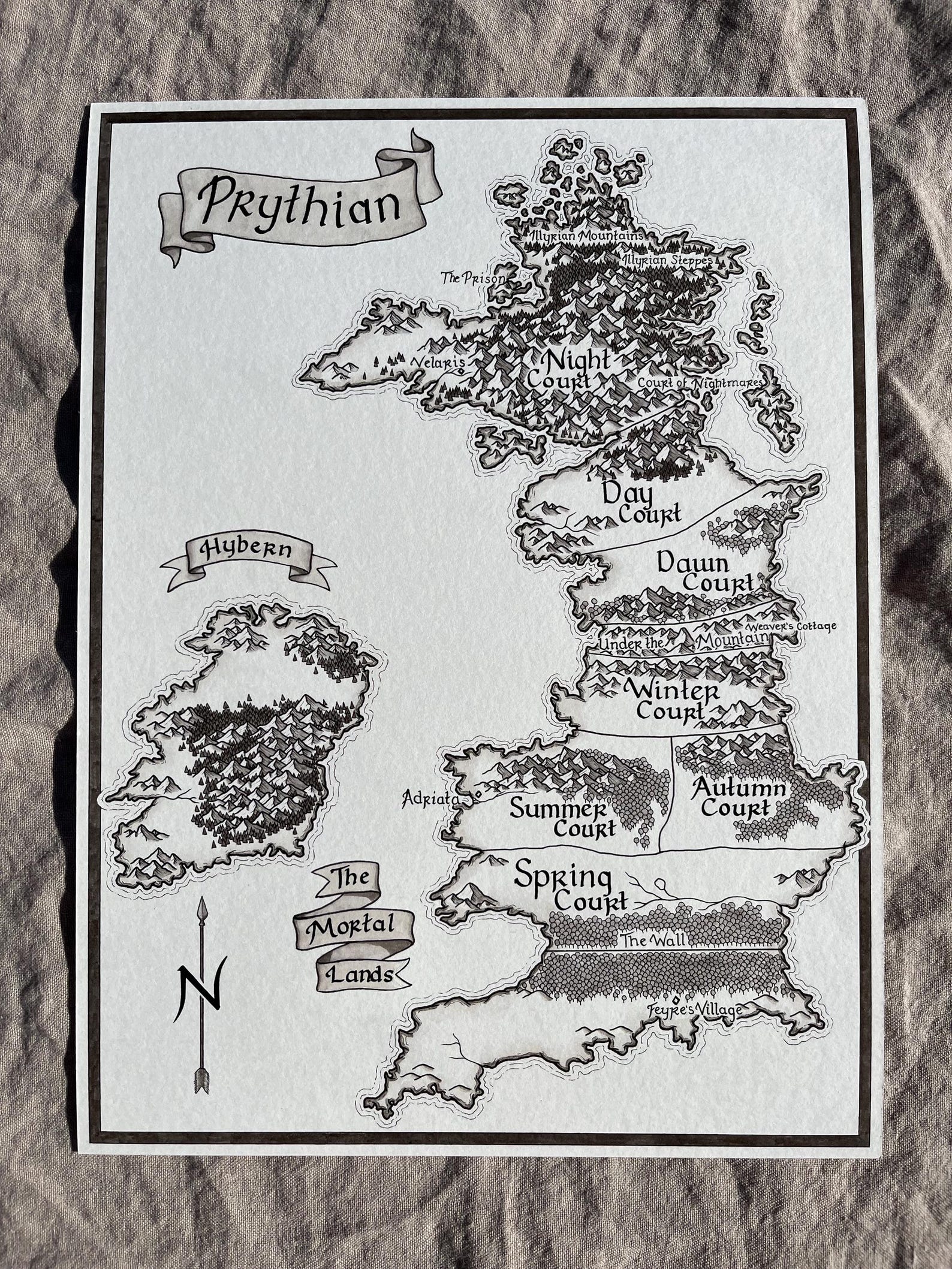 Prythian Map Print, Hand-drawn ACOTAR Art, Fantasy Wall Decor - Etsy